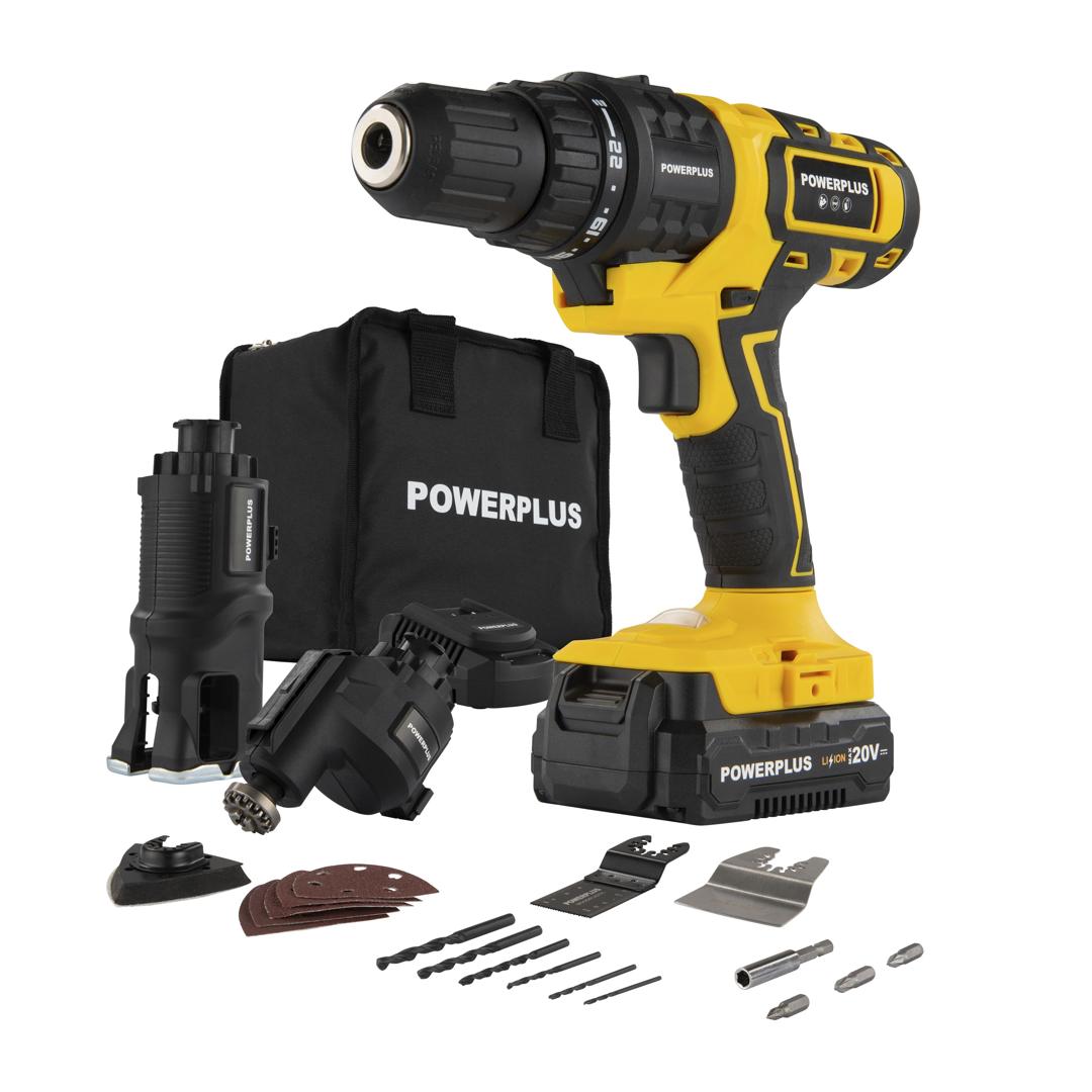 Powerplus POWX00550 Multi head tool 5 in 1 incl. battery 20V 2.0Ah and charger 25 acc. Varo