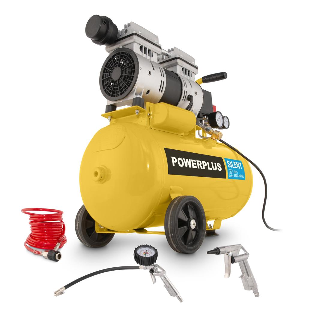 Powerplus - POWX17260S - Compressor - oil free 750W 24L silent - 3 acc ...