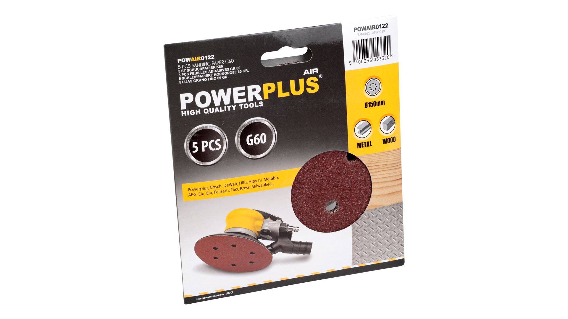 POWAIR0122 Sandpaper circular Ø 150mm - G60 - Varo